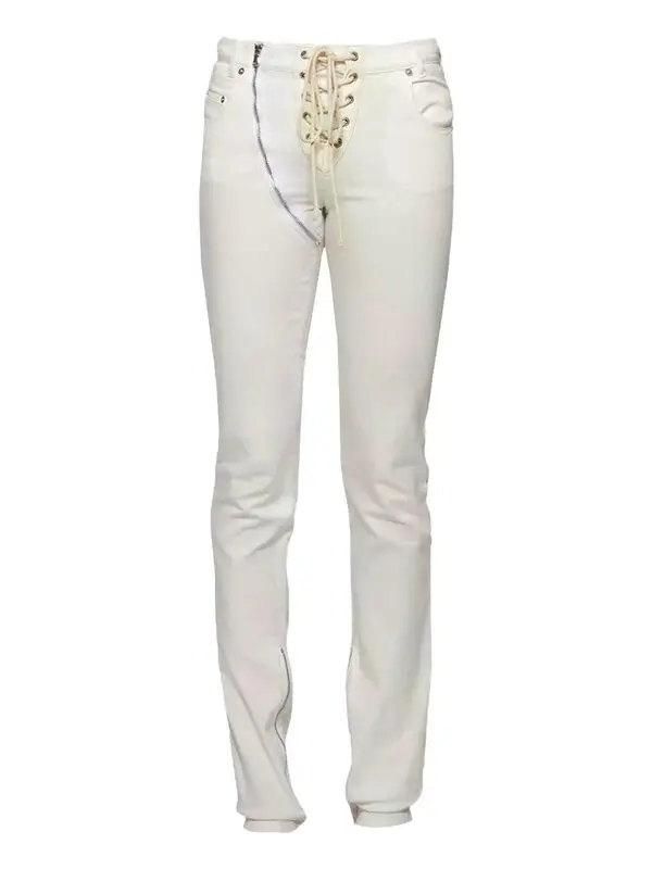 ANGELICA MONTINI Lace-up Zip Jeans - White