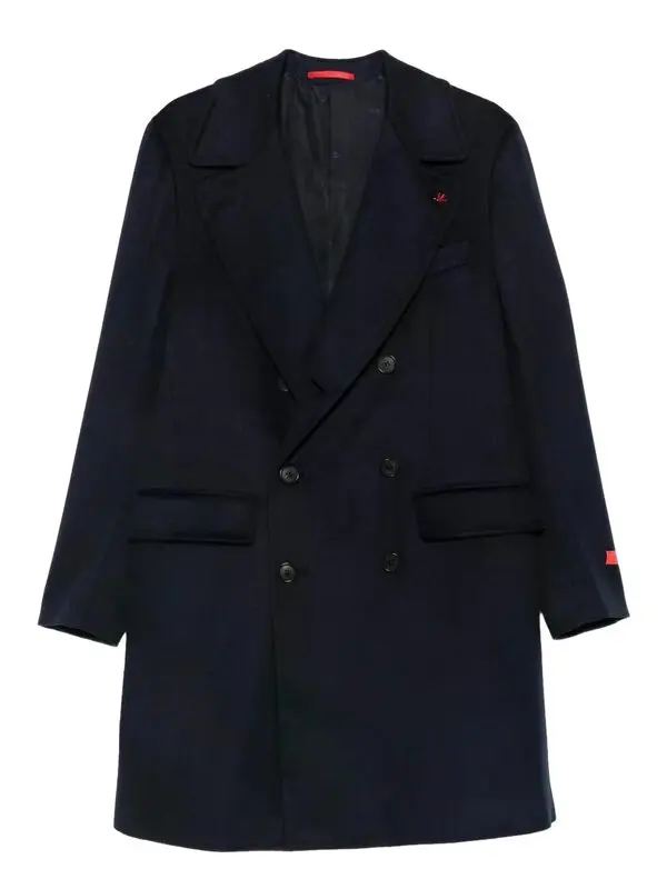 Isaia Double-breasted Patch-pocket Coat - Blue