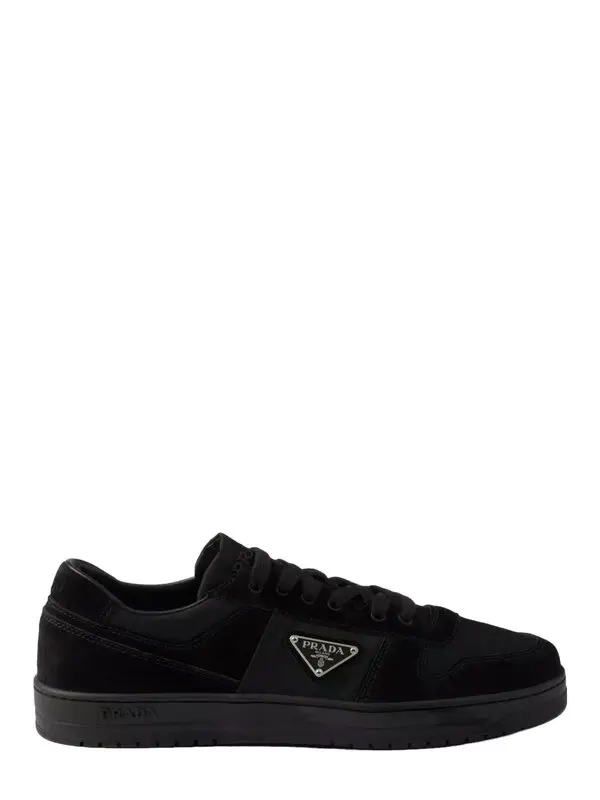 Prada Downtown Triangle-logo Suede Sneakers - Black