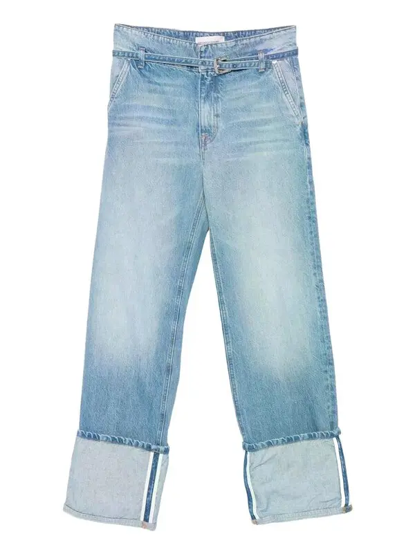 Brandon Maxwell Cuffed Belted-waistband Denim Jeans - Blue