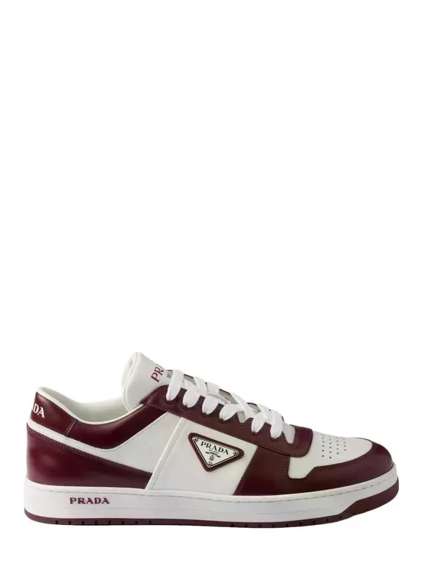 Prada Downtown Panelled Leather Sneakers - Red