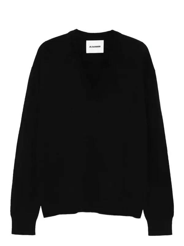 JIL SANDER V-neck Cashmere Sweater - Black