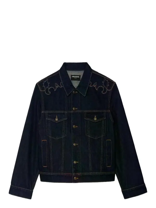 Zadig&Voltaire Embroidered Denim Trucker Jacket - Blue