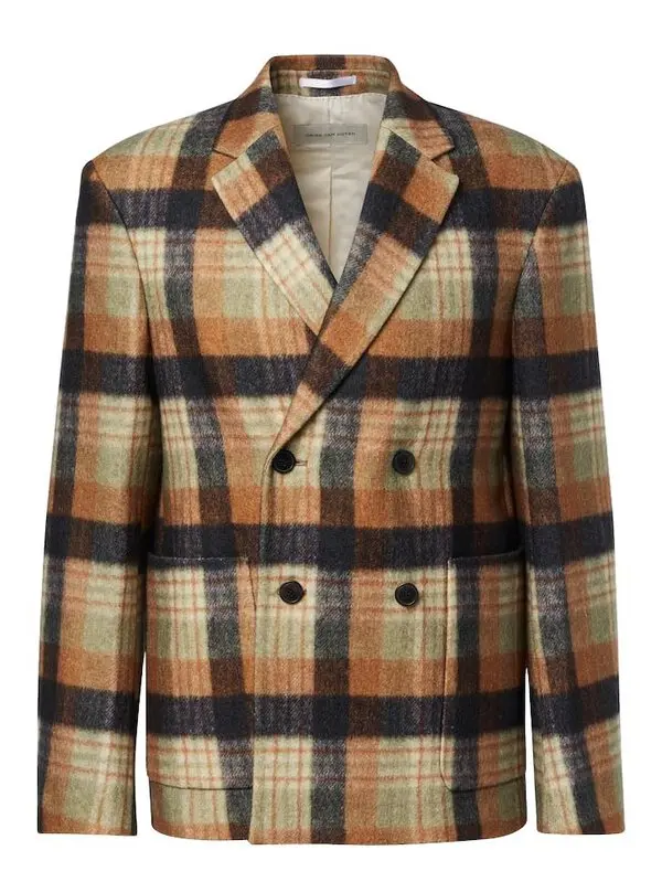 Dries Van Noten Checked Wool Double-breasted Blazer - Multicoloured