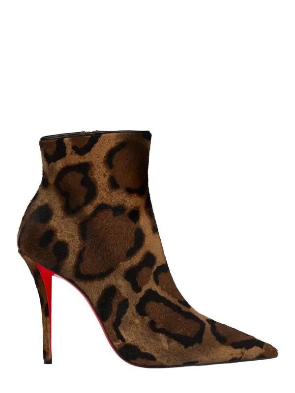 CHRISTIAN LOUBOUTIN Miss Z Pony Hair Ankle Boots - Red