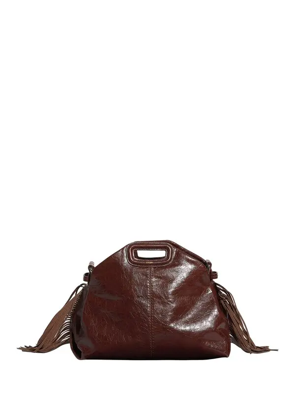 Maje Cracked Leather Miss M Shoulder Bag - Brown