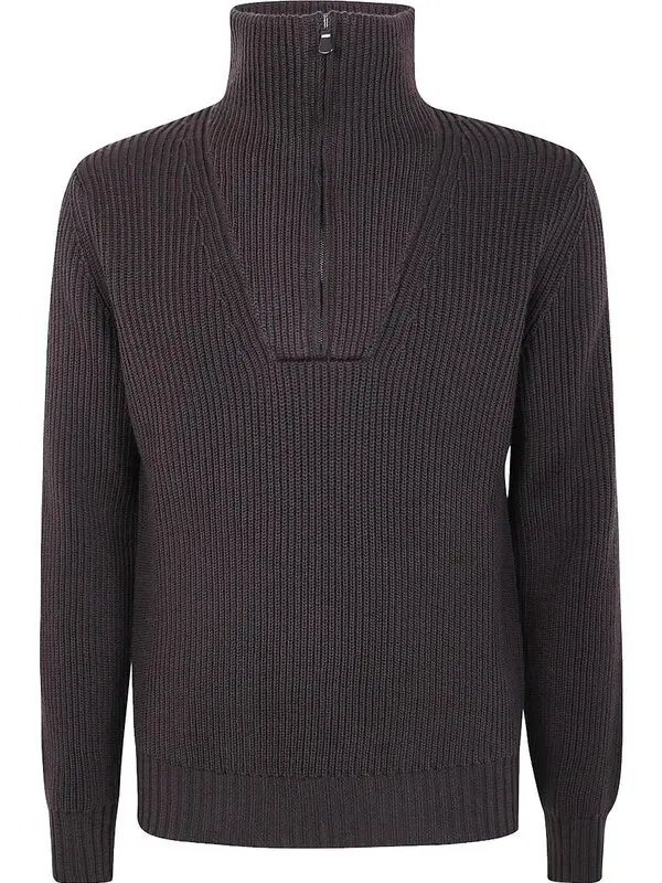 FILIPPO DE LAURENTIIS Half Zip Sweater - Brown