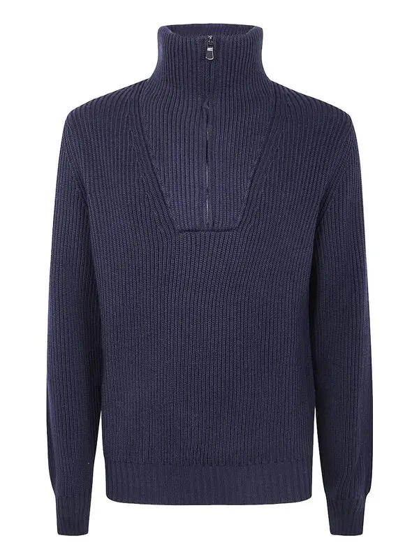 FILIPPO DE LAURENTIIS Half Zip Sweater - Blue