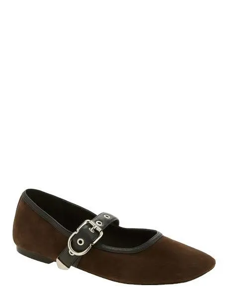 3.1 Phillip Lim Suede Mary Jane Flats - Chocolate