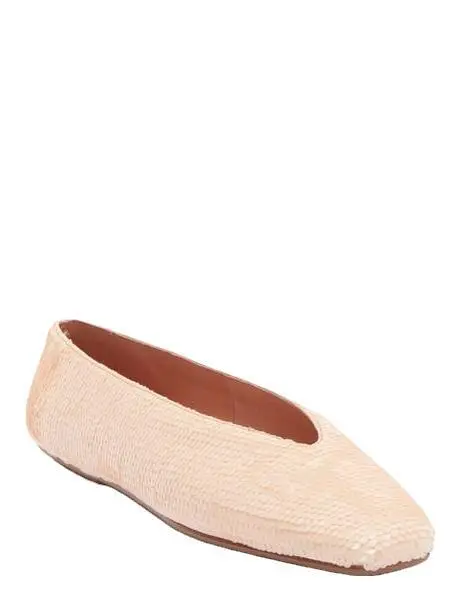 Jeffrey Campbell Fathom Sequin Square Toe Flat - Blush