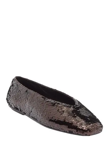 Jeffrey Campbell Fathom Sequin Square Toe Flat - Brown