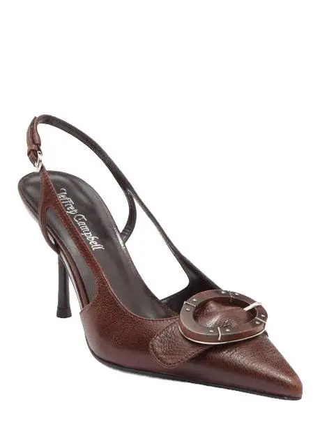 Jeffrey Campbell Hannigan Pointed Toe Slingback Pumps - Brown Combo