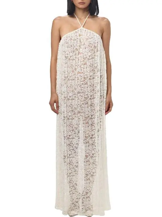 Naked Wardrobe Lace Halter Maxi Dress - White
