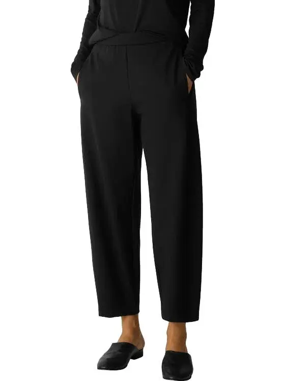Eileen Fisher Double Knit Lantern Ankle Pants - Black