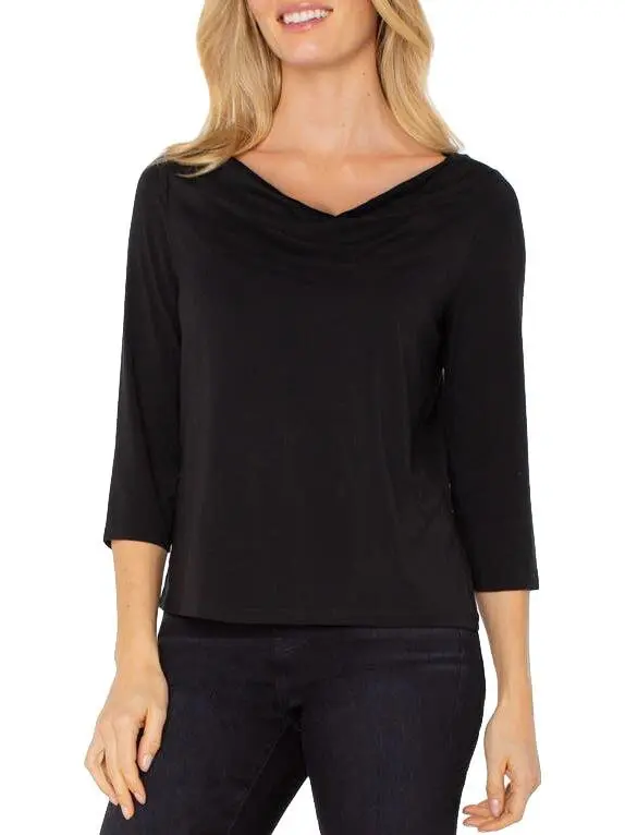 LIVERPOOL Cowl Neck Jersey Top - Black