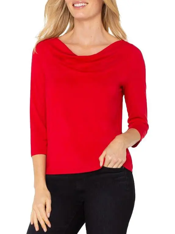 LIVERPOOL Cowl Neck Jersey Top - Tango Red
