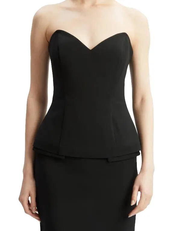 Bardot Strapless Peplum Top - Black