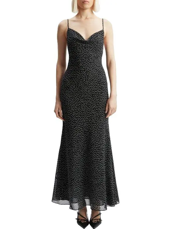 Bardot Monroe Cowl Neck Maxi Dress - Black Spot
