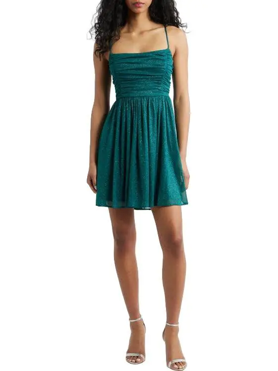 JUMP APPAREL Glitter Knit Mini Cocktail Dress - Hunter