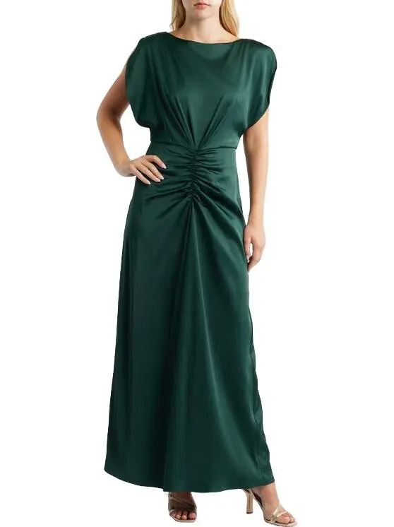 Julia Jordan Ruched Satin Gown - Green