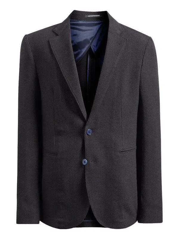Emporio Armani Textured Stretch Wool Sport Coat - Black/brown