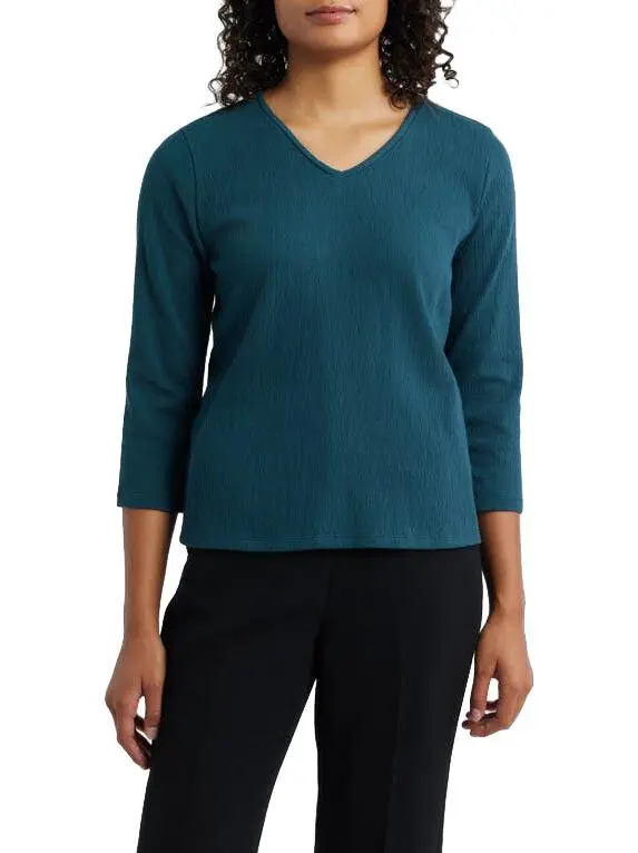 Eileen Fisher V-neck Textured Top - Alpine