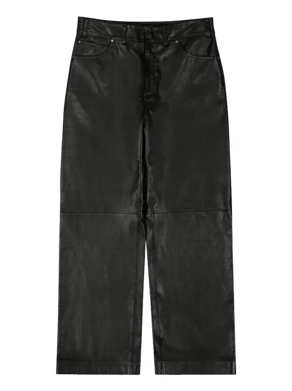 ENTIRE STUDIOS Leather Straight Leg Pant - Black