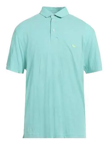 HARMONT & BLAINE Polo Shirt Turquoise Size Linen, Cotton - Blue