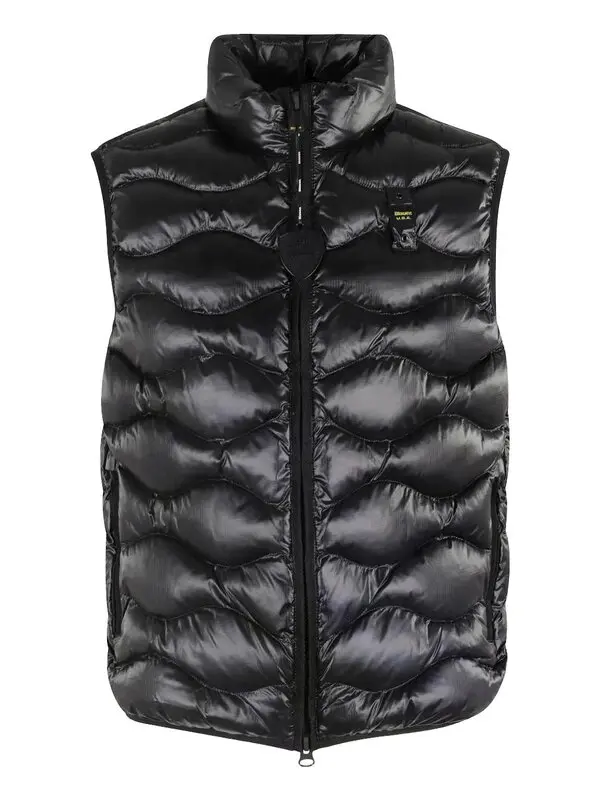 BLAUER. Quilted-wave Gilet - Black