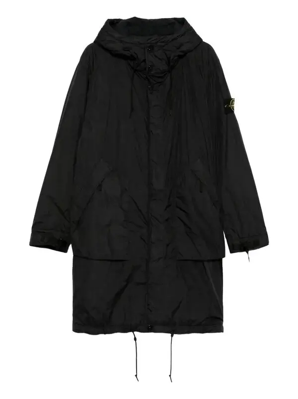 Stone Island Hooded Drawstring Coat - Black