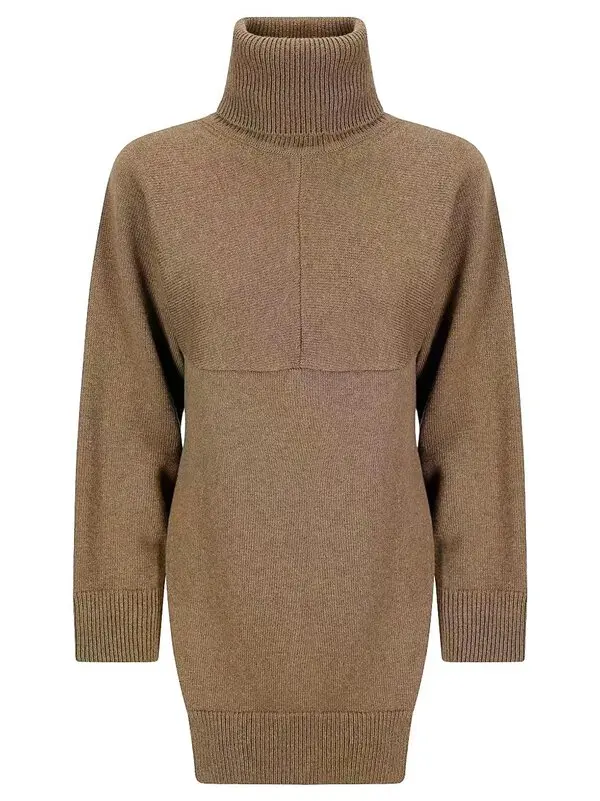 STEFANO MORTARI Turtleneck Mini Dress - Brown
