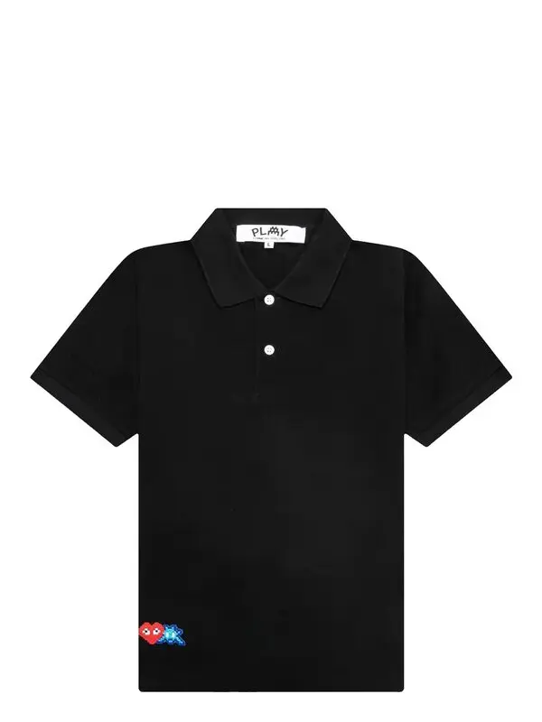 Play Comme Des Garcon X Invader Pixel-heart Polo Shirt - Black