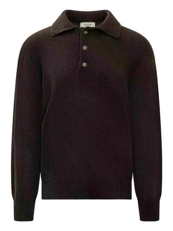 A PAPER KID Knitted Long-sleeve Polo Shirt - Brown