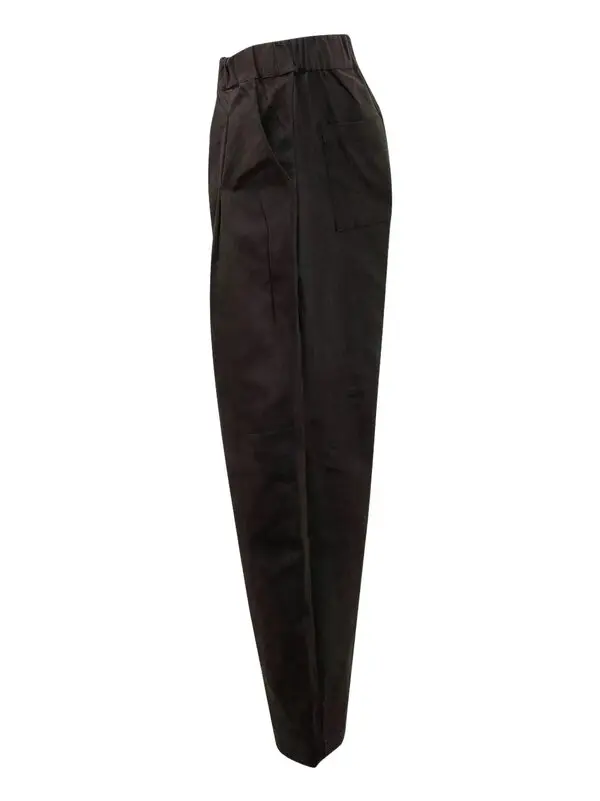 A PAPER KID Pleated Trousers With Elasticated Waist - Black