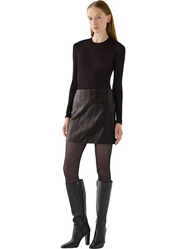 Veronica De Piante Cecily Mini Skirt In Patchwork Nappa - Chocolate