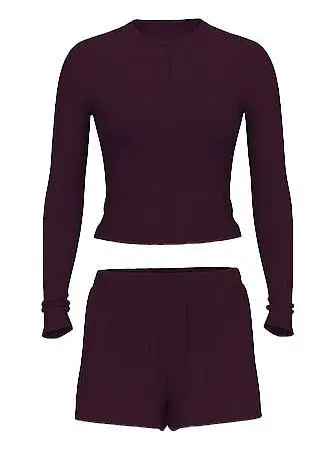 Victoria's Secret Wide-rib Long-sleeve Lounge Set - Purple