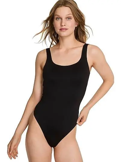 Victoria's Secret Luxe Contour Square-neck Bodysuit - Black