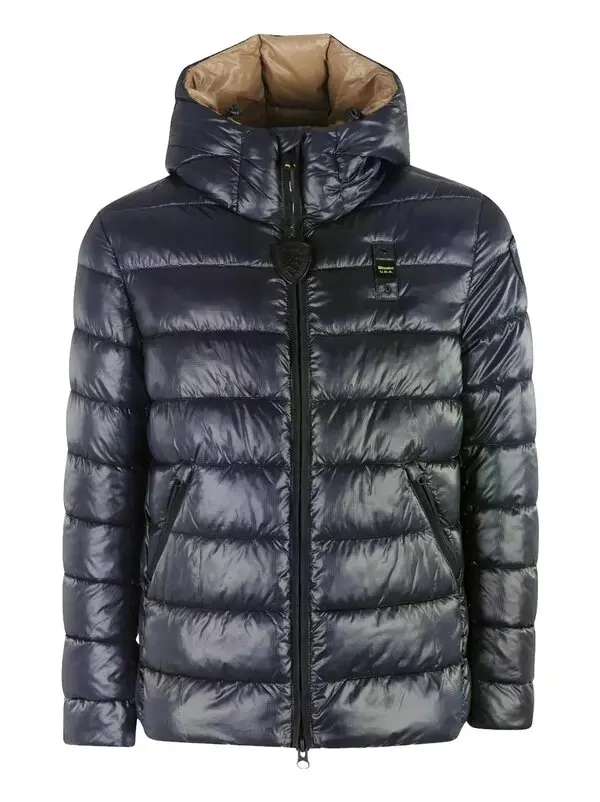 BLAUER. Quilted Hooded Jacket - Blue