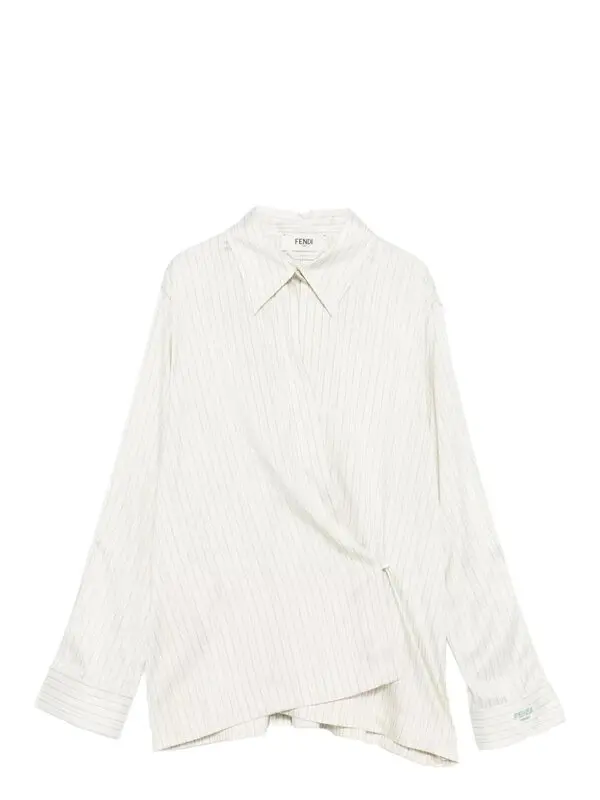 Fendi Pinstripe Wrap-tie Blouse - White