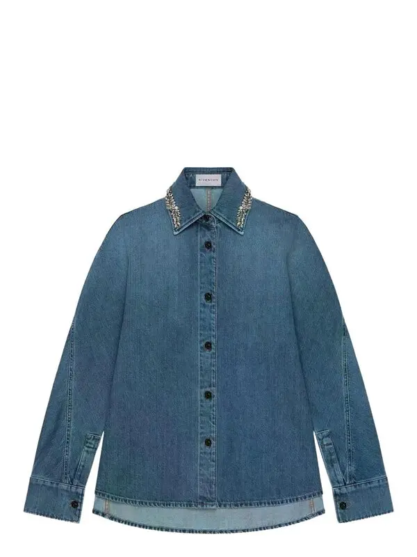 Givenchy Crystals-embellished Cotton Shirt - Blue