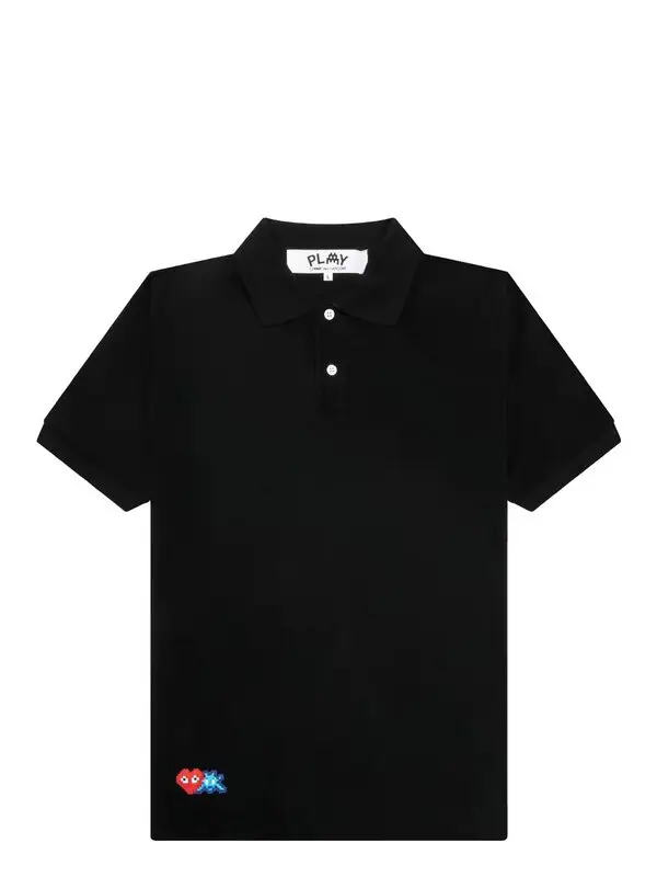 Play Comme Des Garcon X Invader Pixel-heart Polo Shirt - Black