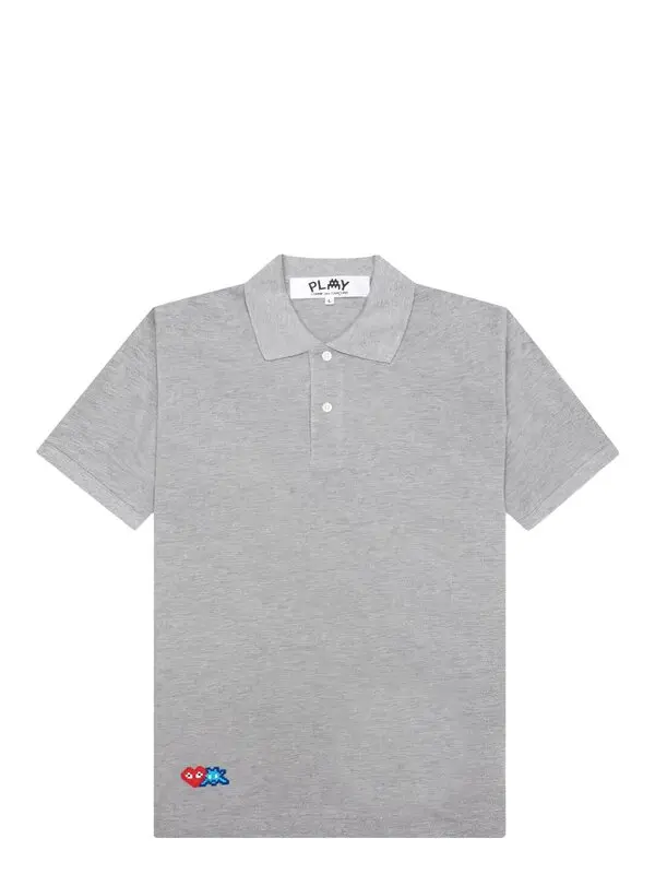 Play Comme Des Garcon X Invader Heart Polo Shirt - Grey