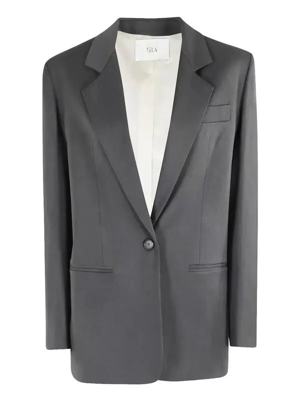 TELA Single-breasted Notched-lapel Blazer - Grey