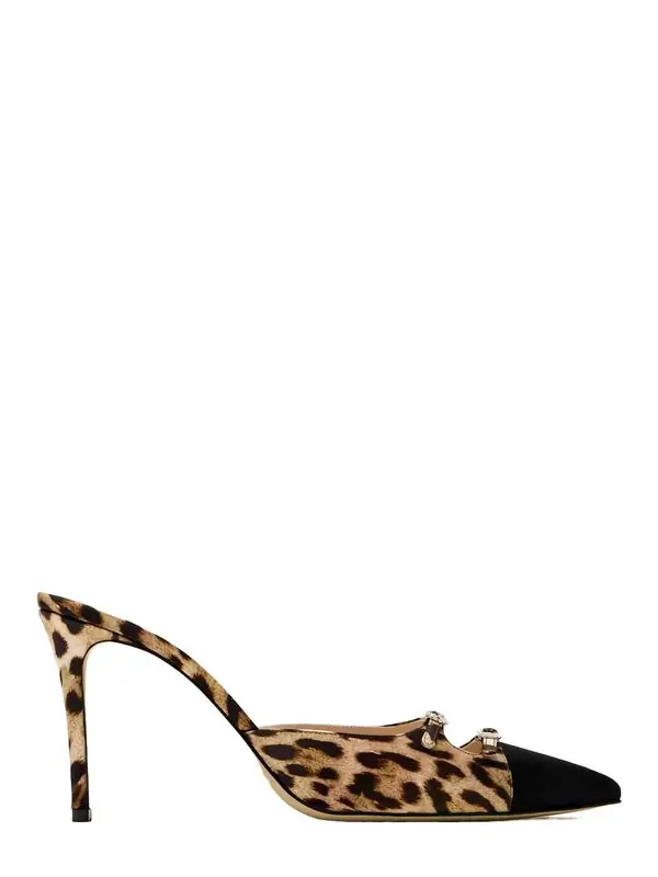 ANDREA WAZEN 85mm Caroline Leopard-print Mules - Neutrals