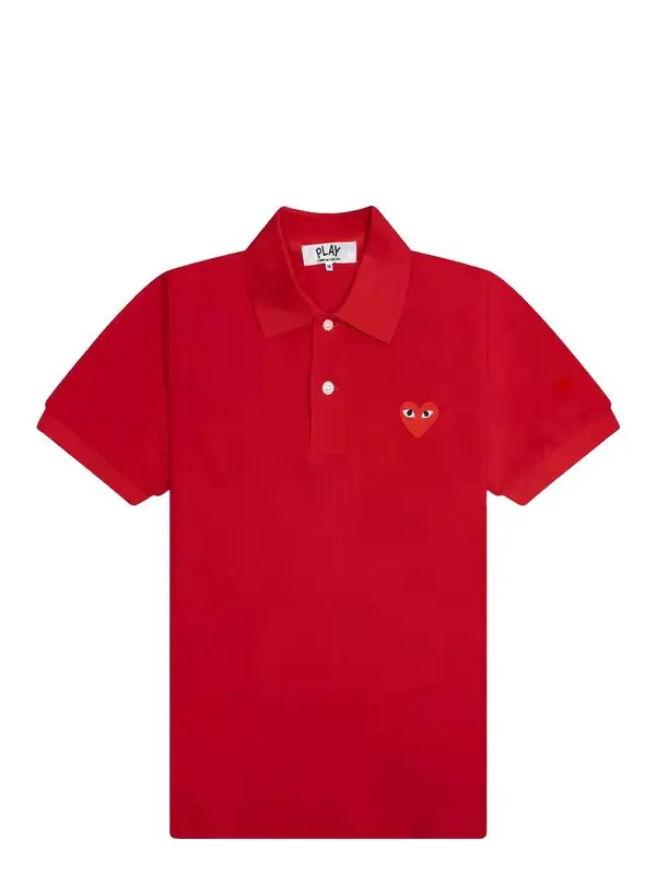 Play Comme Des Garcon Heart-emblem Polo Top - Red