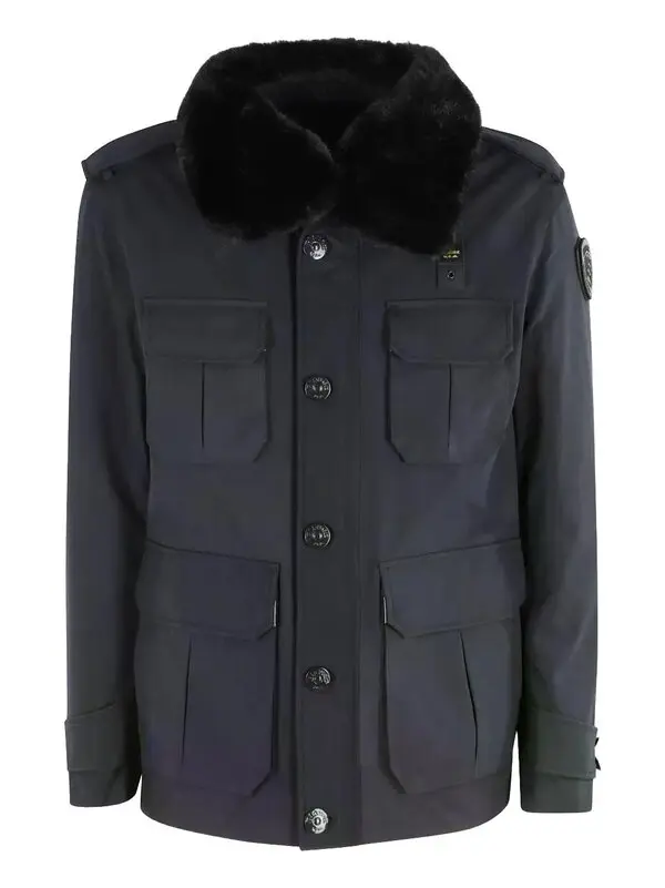 BLAUER. Fur-collar Flap-pocket Jacket - Blue