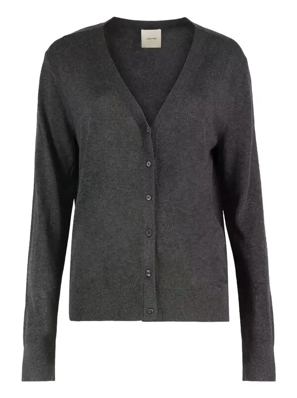 Calvin Klein Buttoned V-neck Cardigan - Grey