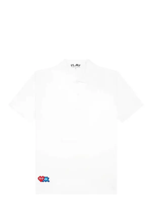 Play Comme Des Garcon X Invader Pixel-heart Polo Shirt - White