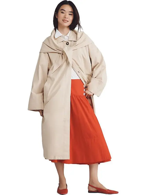 LISA SAYS GAH Olson Trench Coat Jacket - Red Pattern