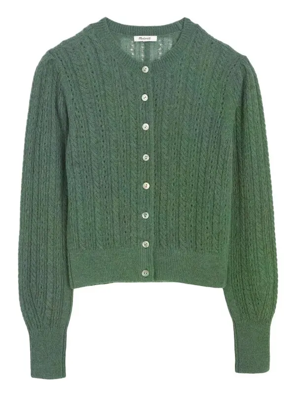 Madewell Alpaca Blend Pointelle-stitch Cardigan - Botanical Green